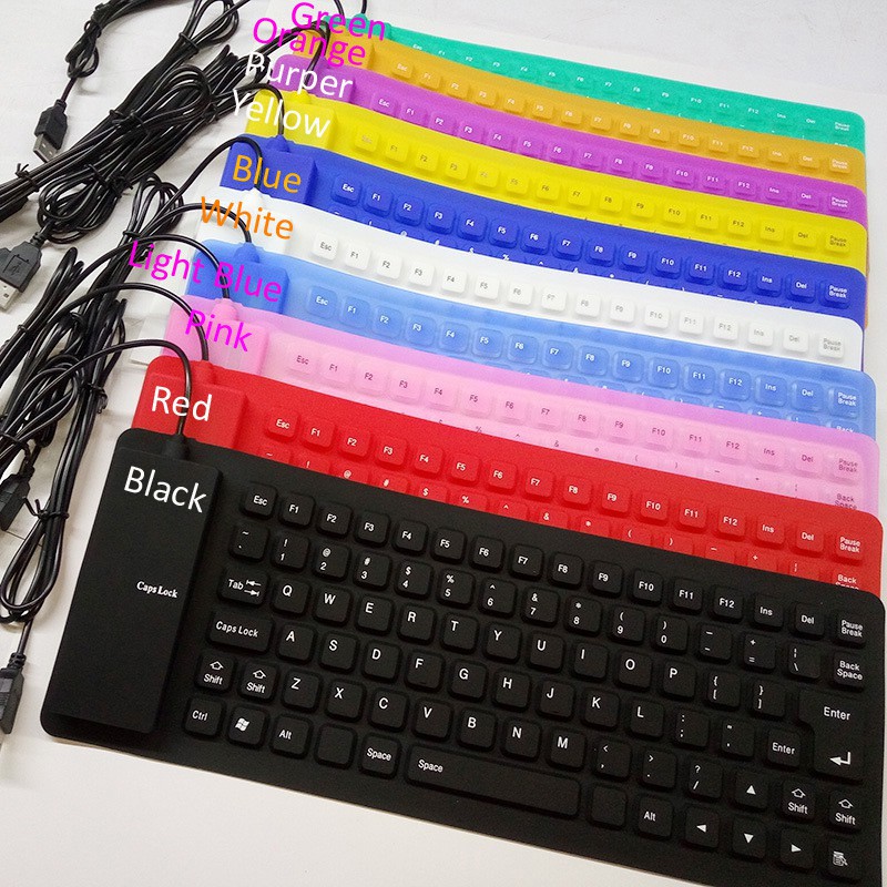 85 Keys USB Silicone Rubber Flexible Foldable Keyboard English / Arabic ...