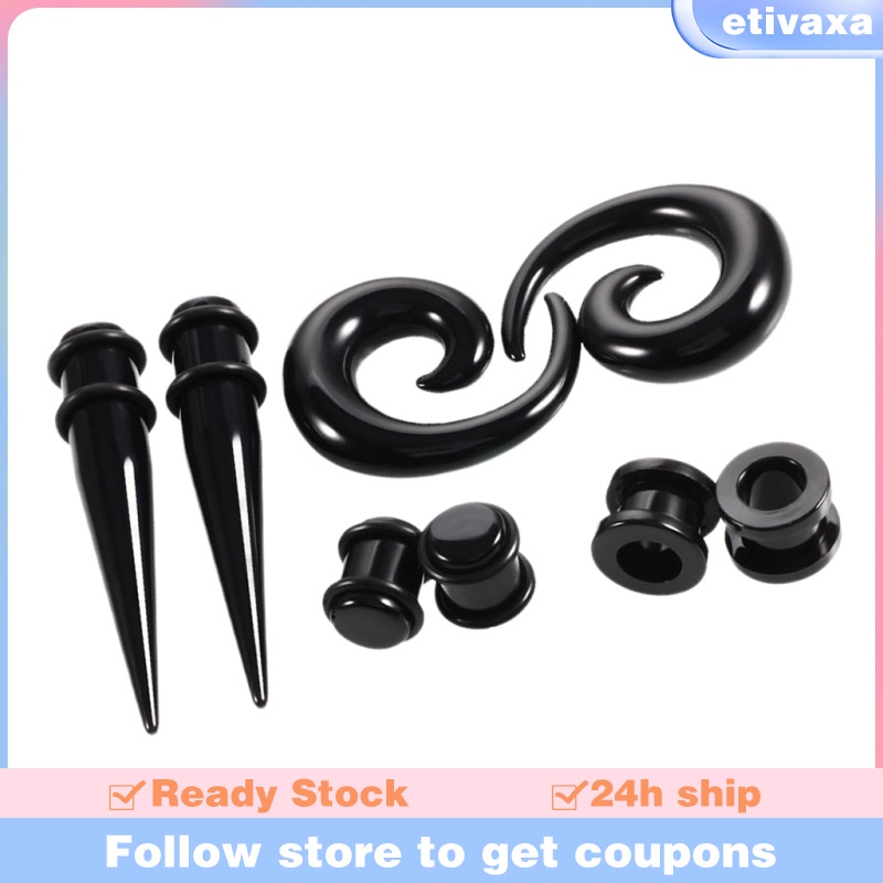 Ear Stretching 12G-00G Acrylic Tapers + Tunnels + Spiral Snail Ear ...