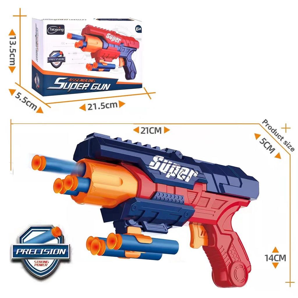 Super NF Handgun Soft Bullet Pistol Style Toy Blaster w/ Bullet Holder ...