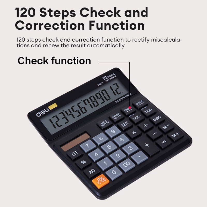 Deli Calculator Big Display 12 Digits Multifunctional Solar Calculator ...