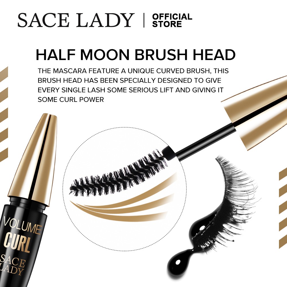 SACE LADY Waterproof Mascara Eyelash Curler + Black Thick Lengthening ...