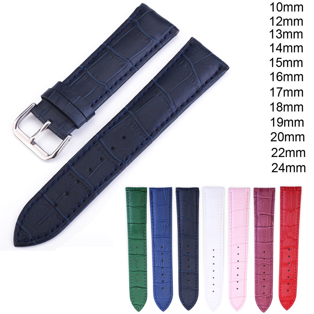 Colorful Leather Strap Men's Ladies 12 14 16 18 20 22 24mm Crocodile ...