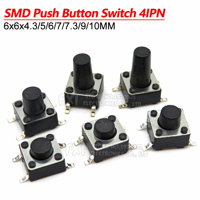 50PCS SMD 4PIN 6x6x4.3/5/6/7/8/9/10 mm Micro Tact Switch 0.5A 50V Ibuw ...