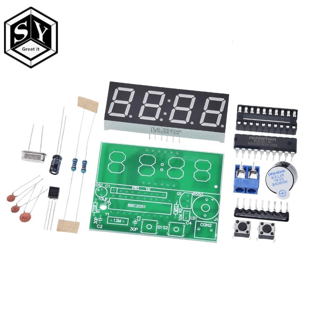 ALED Display 4 Bits AT89C2051 Digital Electronic Clock 0.56 Inch Red ...