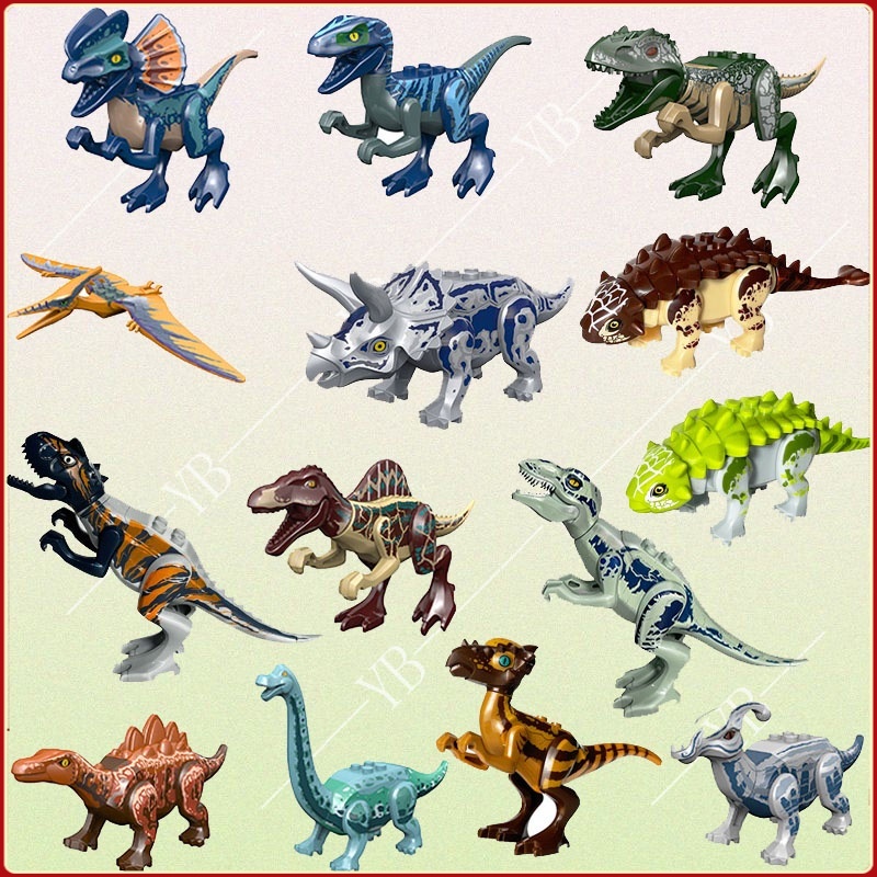 Small jurassic dinosaur building block toy assembling educational small particle building blocks ...