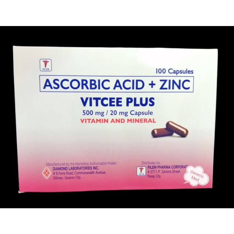 VITCEE PLUS Ascorbic Acid + Zinc 500mg/20mg 02/2024 Expiry | Shopee ...