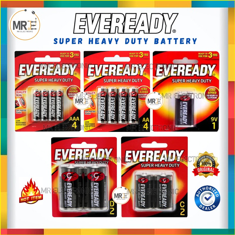 EVEREADY SUPER HEAVY DUTY AAA / AA / 9V / C2 / D2 READY STOCK | Shopee Philippines