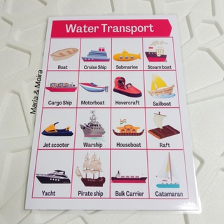 Transport / Vehicles Educational Chart | A4 Size | Laminated ...