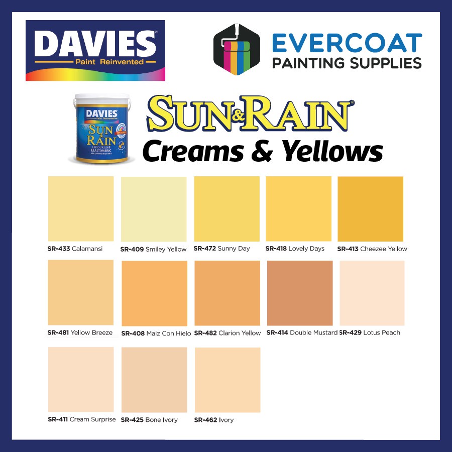 Davies Paints Sun & Rain 1-Liter (Creams & Yellows) | Shopee Philippines