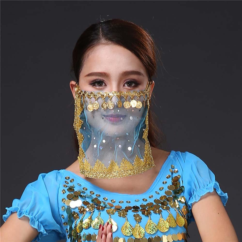 MARTIN Rhinestone Face Veils Sexy Women Sequins Indian Dance Belly ...