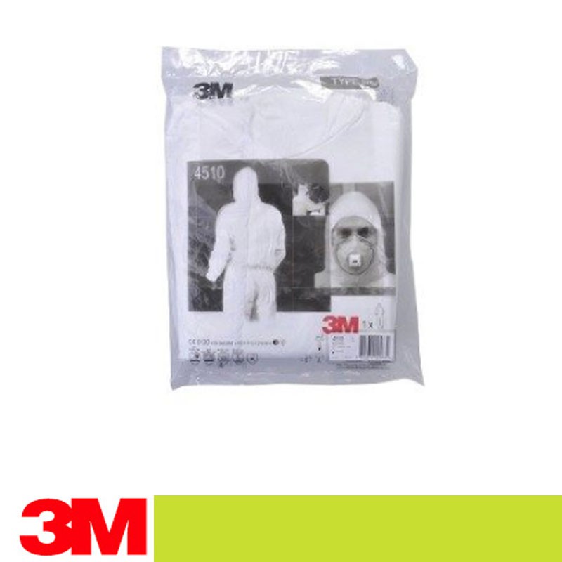 3M 4510 Safety Coverall Hooded Clothes Disposable Protective Coverall ...