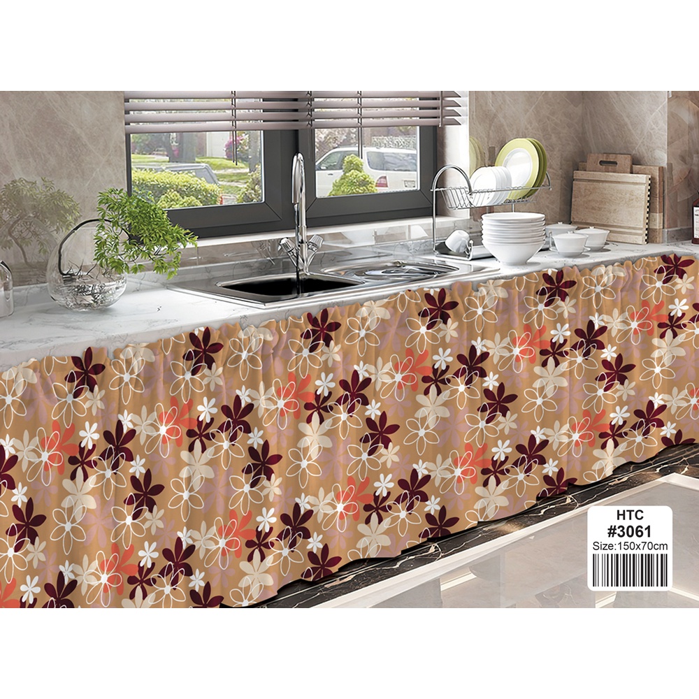 2024 Fresh Leaf Printed Lababo Kitchen Curtain Short Curtain 150*70cm ...