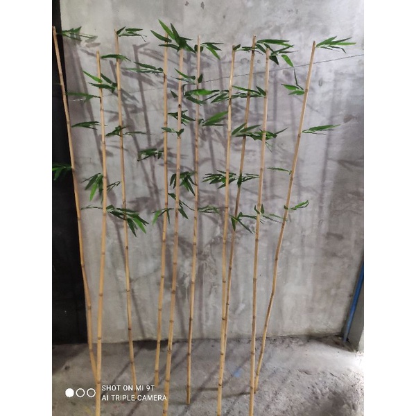 10 pcs big rbro real bamboo stick with artificial bamboo leaves 148cm ...