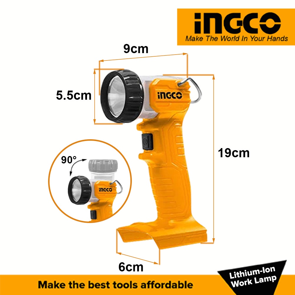 Ingco 20V Li-Ion Cordless Work Lamp Emergency Light Flashlight NO ...