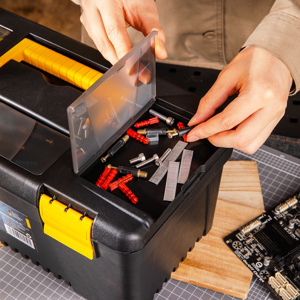 Deli (12/13/14/15 Inch) Tool Box Heavy Duty Plastic Tool Storage Box ...