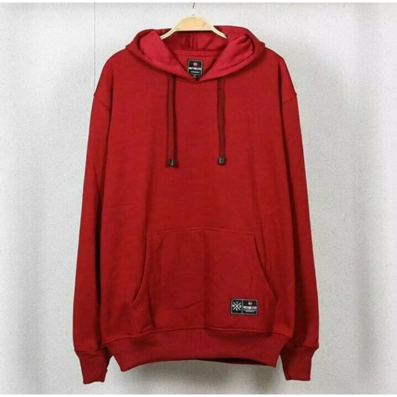 MERAH PRIA Men's Plain Red Hoodie Sweater Jacket | Shopee Philippines