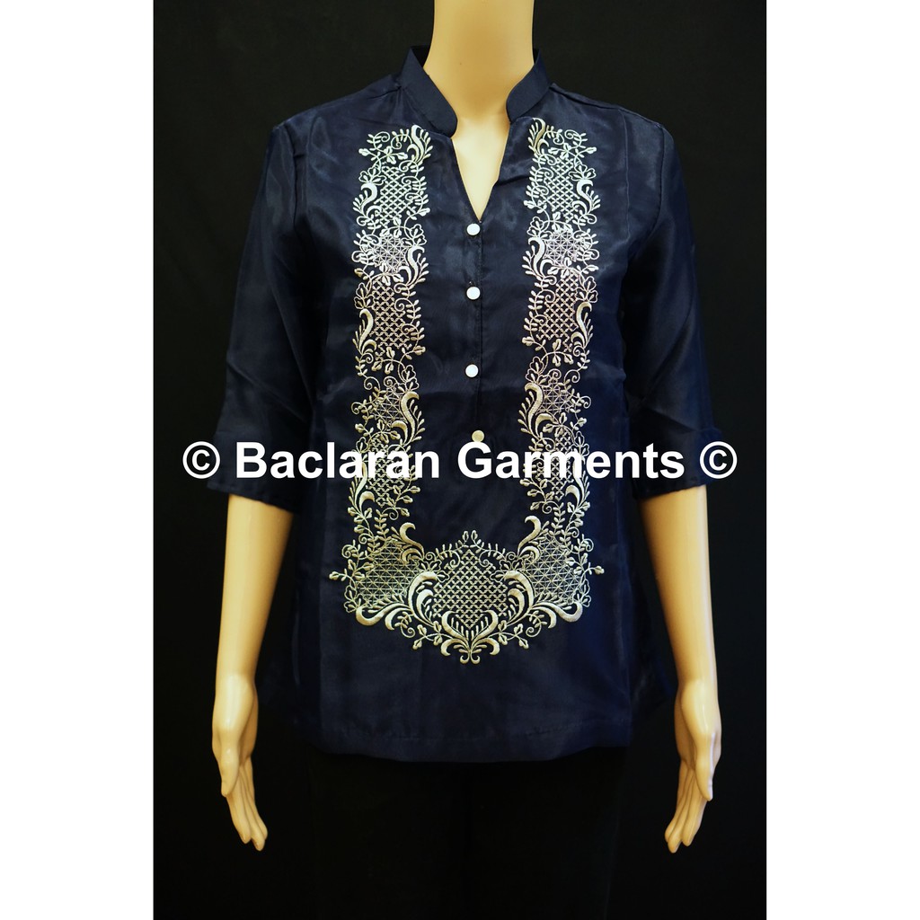 HIGH QUALITY LADIES BARONG #29 - NAVY BLUE | Shopee Philippines