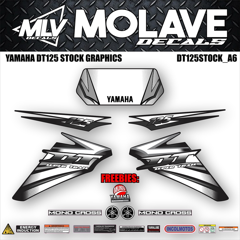 YAMAHA DT125 STOCK GRAPHICS SET | DT 125 DECAL | HIGH QUALITY | HD ...