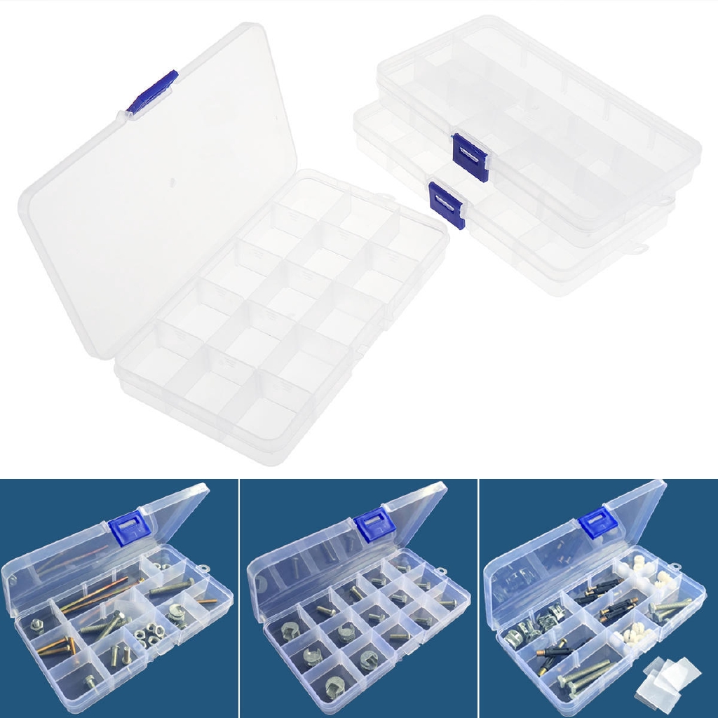 10/15/28 Grid Transparent Plastic Storage Box Detachable Hardware Tool ...