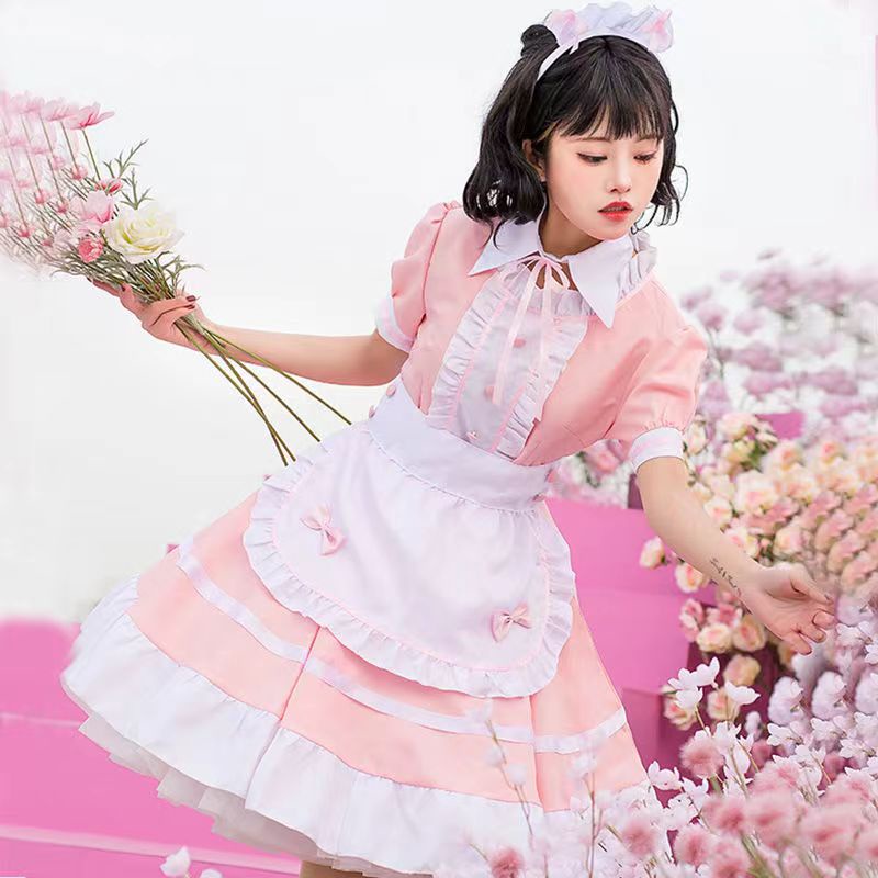 Japanese maid dress cute pink purple maid costume cosplay party women's ...
