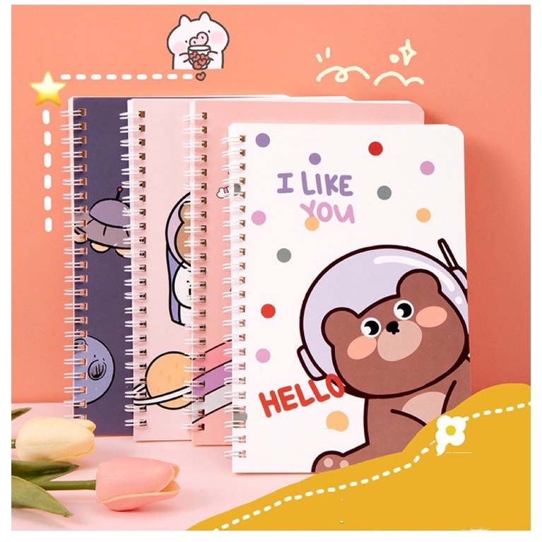 1 pcs 60 Sheets A5 Cartoon Coil Book Student Portable Simple Horizontal ...