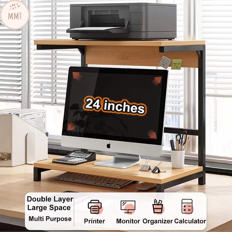 Ergonomic 2 Layer Wooden Monitor Stand Printer Table Computer Stand ...