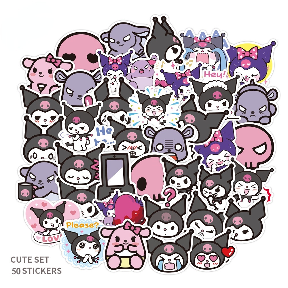 50Pcs Kawaii Kuromi Stickers Cute Hello Kitty Sticker for Laptop Phone ...