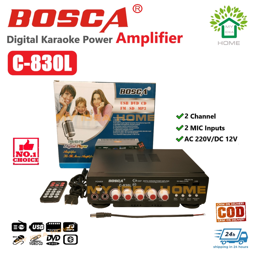 BOSCA Digital Player Bluetooth Amplifier USB/SD/TF/FM Hi-Fi Stereo ...