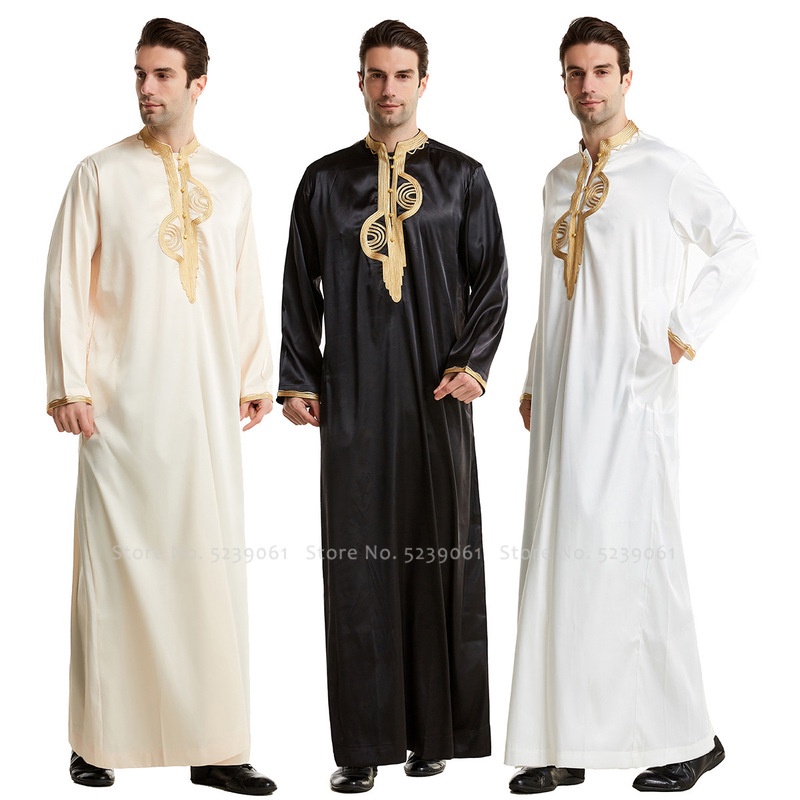 Islamic Muslim Clothing for Men Arab Middle Eastern Embroidery Long ...