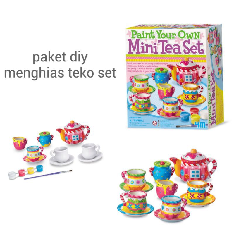 Educational Toys Diy Fill Teapot Set - 4m Paint Your Own Mini Tea Set ...
