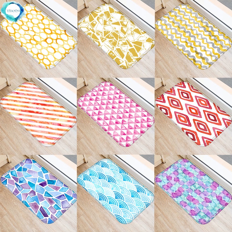 40x60cm Colorful Geometric Abstract Doormat Non-Slip Printed Soft ...