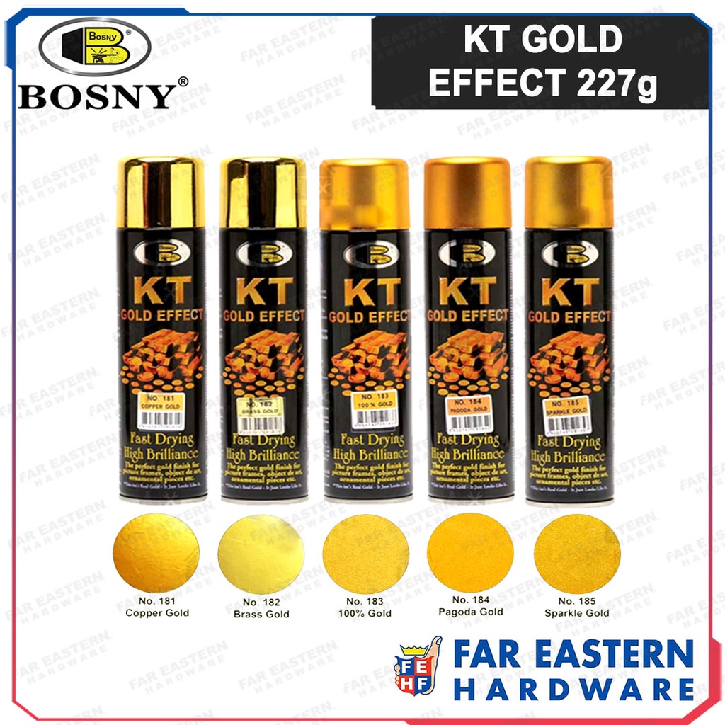 BOSNY KT Gold Effect Spray Paint 227g | Shopee Philippines