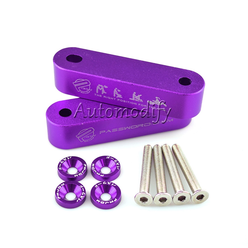 JDM Car Billet Aluminum Racing Hood Vent Spacer Risers 4pcs Fender ...