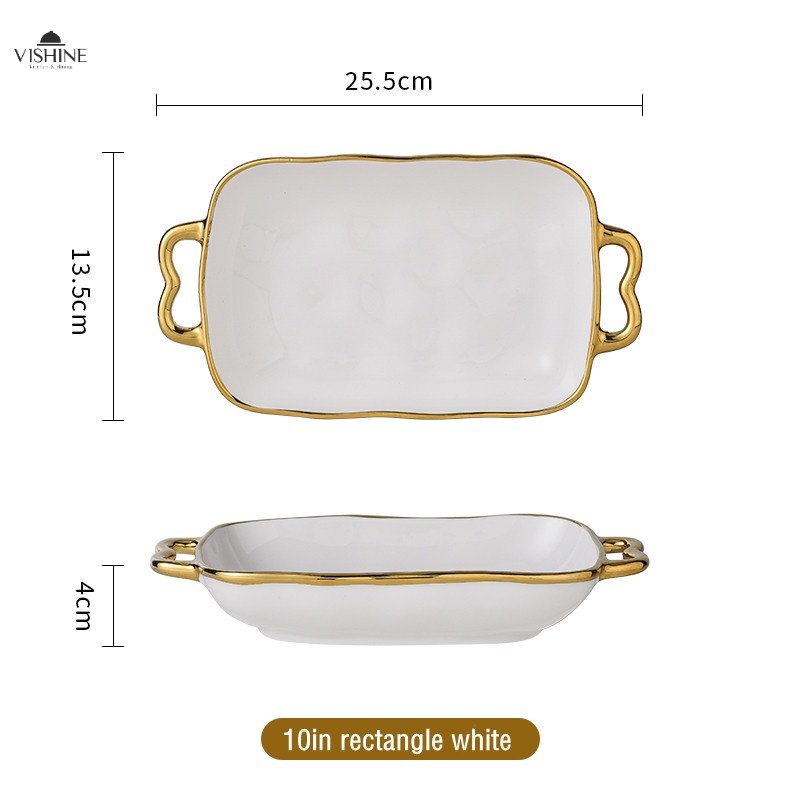 Nordic White Ceramic Tableware 10inch Baking Dish Rectangle Dinner ...