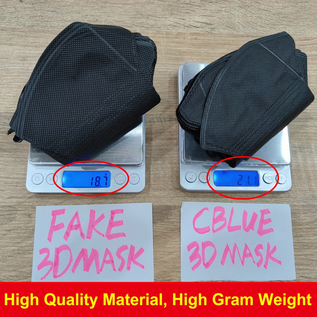 CBLUE 10PCS 3D MASK FACEMASK original fda approved black white 5ply ...