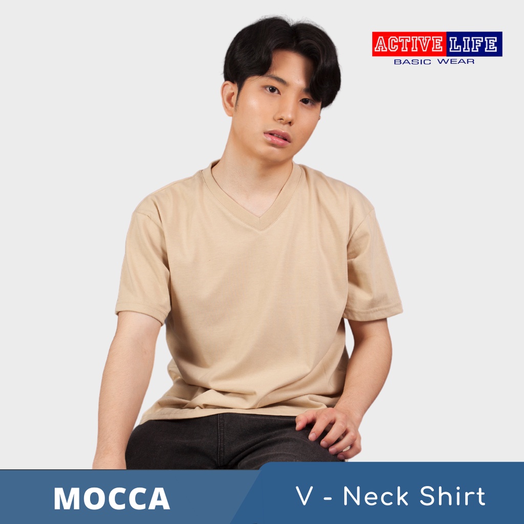 Active Life V-Neck Unisex Shirt (Mocca) | Shopee Philippines