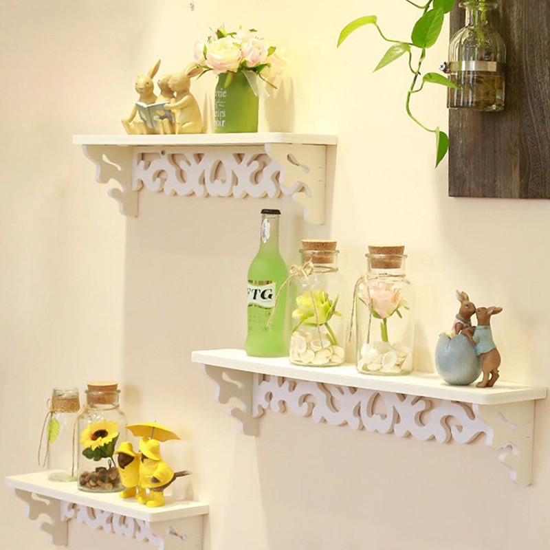 3Pcs Wooden Wall Shelf Display Hanging Rack Storage Goods Holder Home ...