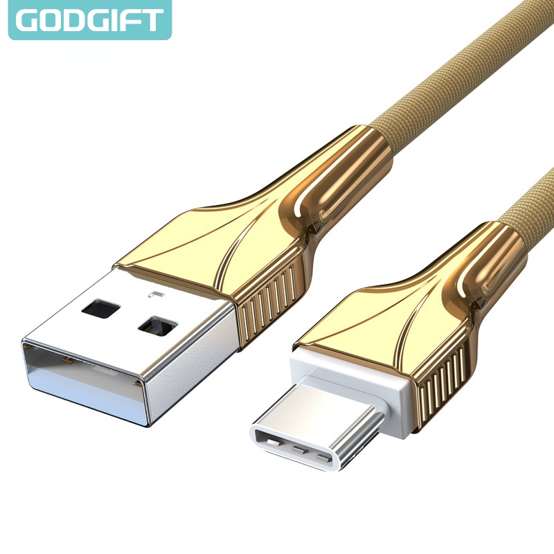 GODGIFT 3a 1m USB Type C Cable Fast Charging Mobile Phone Android ...