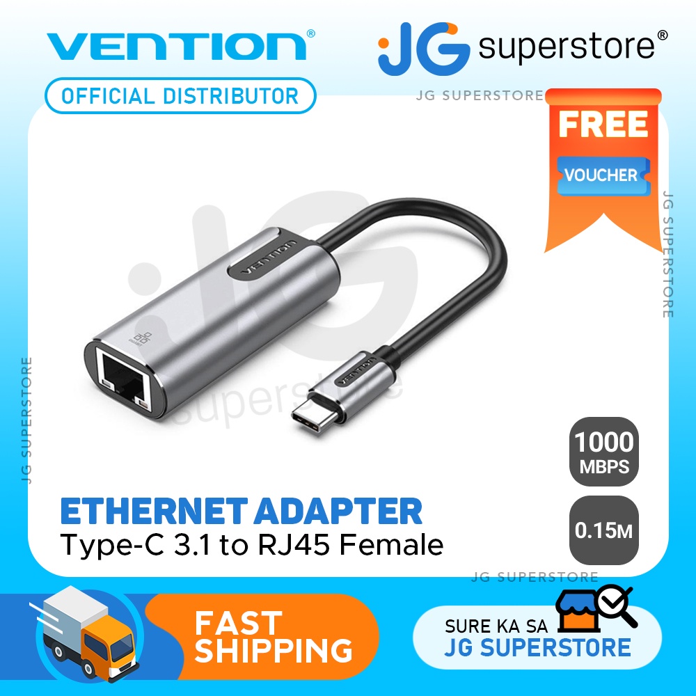 Vention USB Type-C 3.1 Male to RJ45 Female 0.15-Meter 1000Mbps Gigabit ...