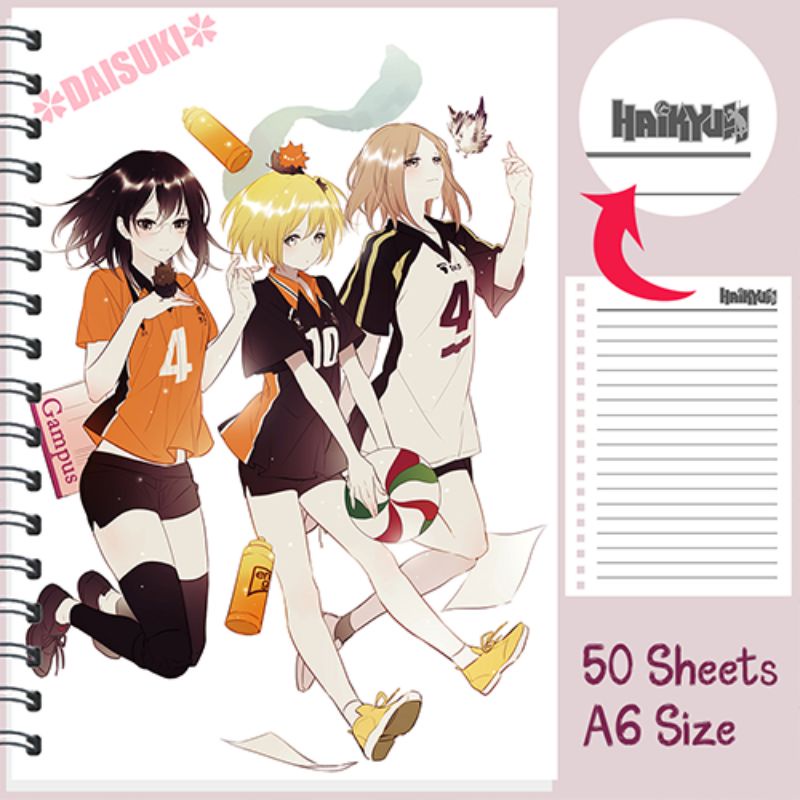 (Small Size) 49 Designs Matte A6 Size Haikyuu!! Anime Notebook Haikyuu ...
