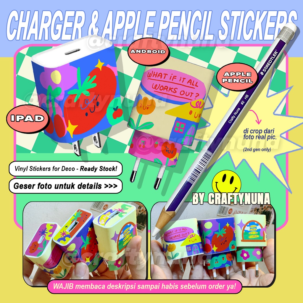 Charger & APPLE PENCIL STICKER for deco android ipad iphone STICKER ...