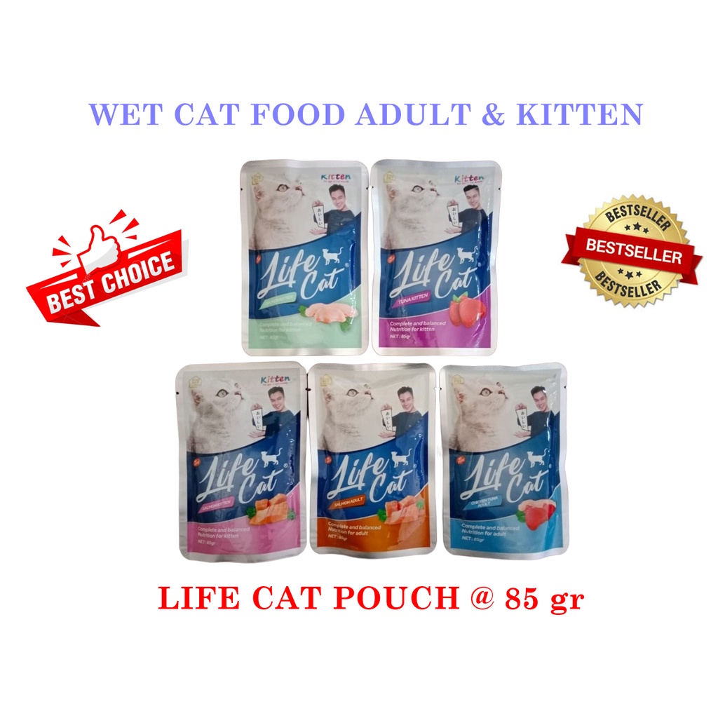 Wet CAT Food Pouch LIFE CAT Wet Food Pouch @ 85 gr (5 Flavor Variants ...