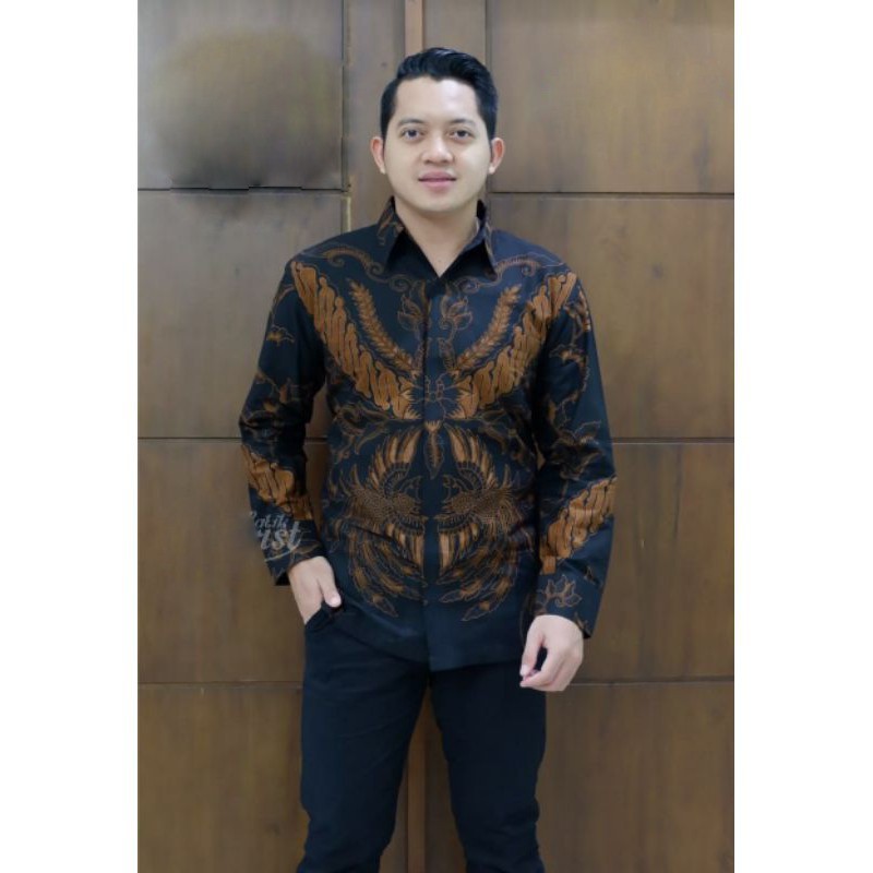 KEMEJA Officer's Batik Shirt Men's Long Sleeve Modern Premium Top Lined ...