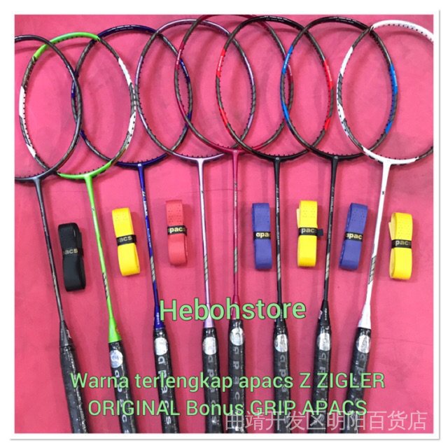 ┇۞Apacs multicolor graphite medium flex 38lbs Max tension badminton ...