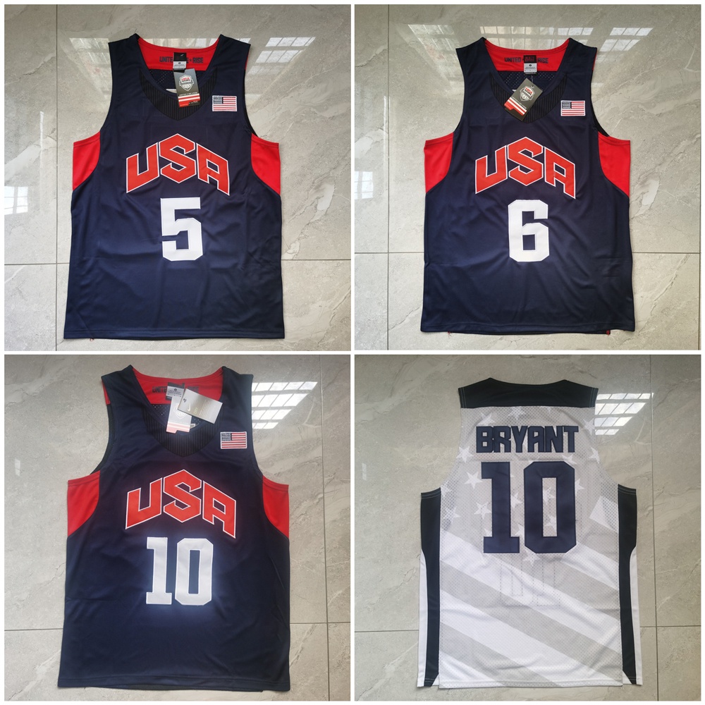 USA Dream Team Ten James Kobe Durant Jersey Embroidered Edition ...