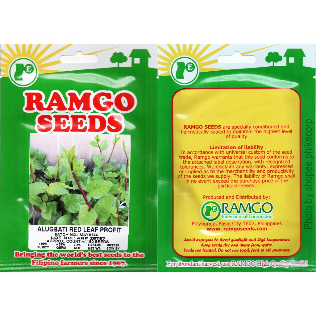 Ramgo Seeds - Alugbati, Soy Bean KECORP_S1 | Shopee Philippines