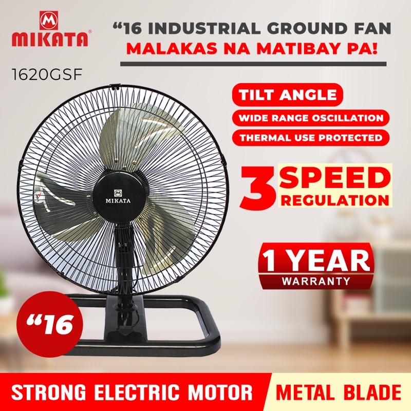 Mikata 1620 GFS Industrial Ground Fan Electric Fan 16inch Metal ...