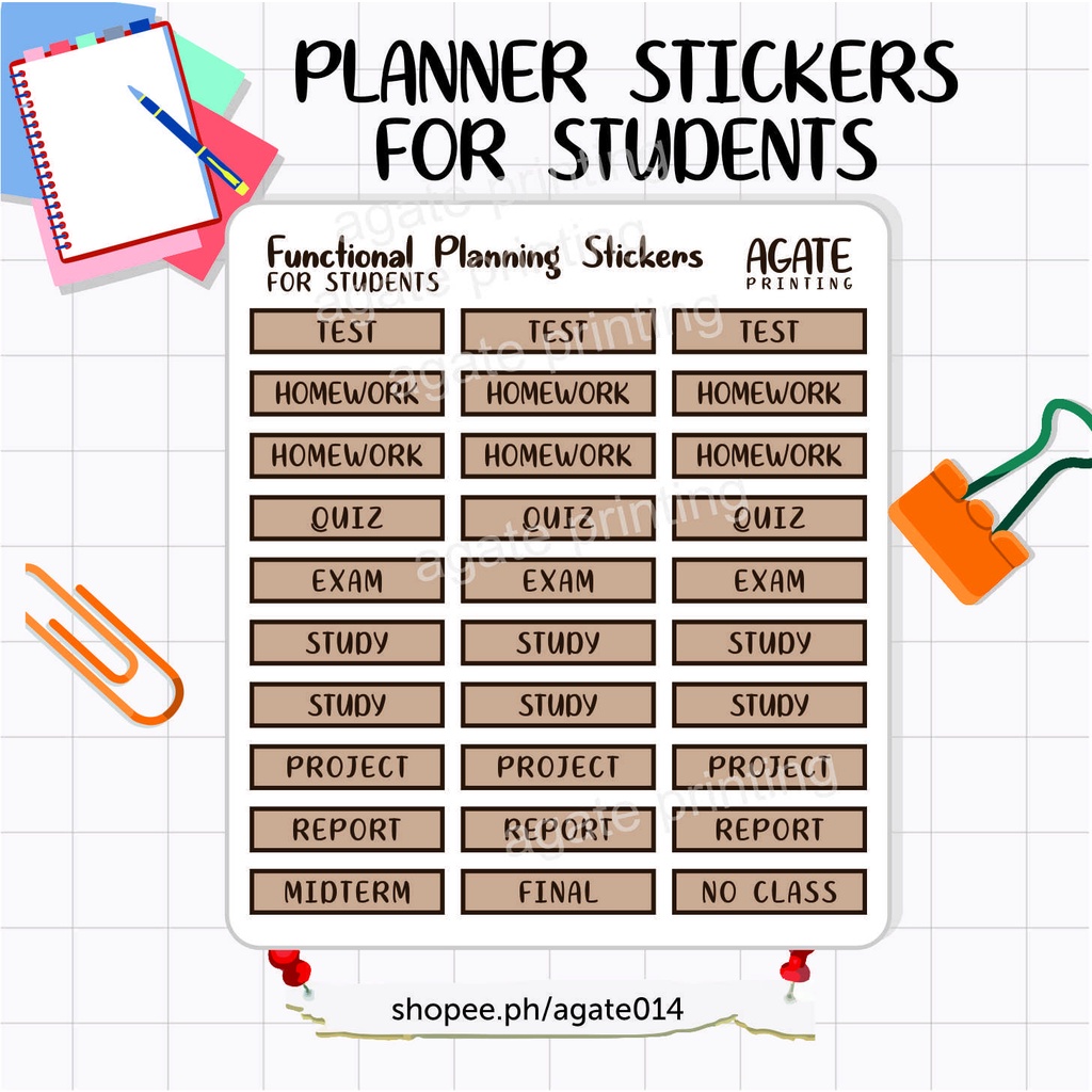 Students Functional Planning STICKERS for planner bullet journal ...