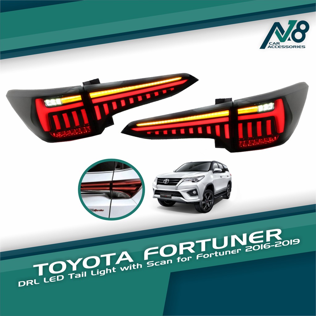 Toyota Fortuner DRL LED Tail Light with Scan 2016-2019 (Smoked ...