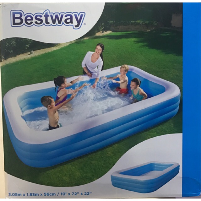 Bestway Deluxe blue Rectangular Family pool | Shopee Philippines